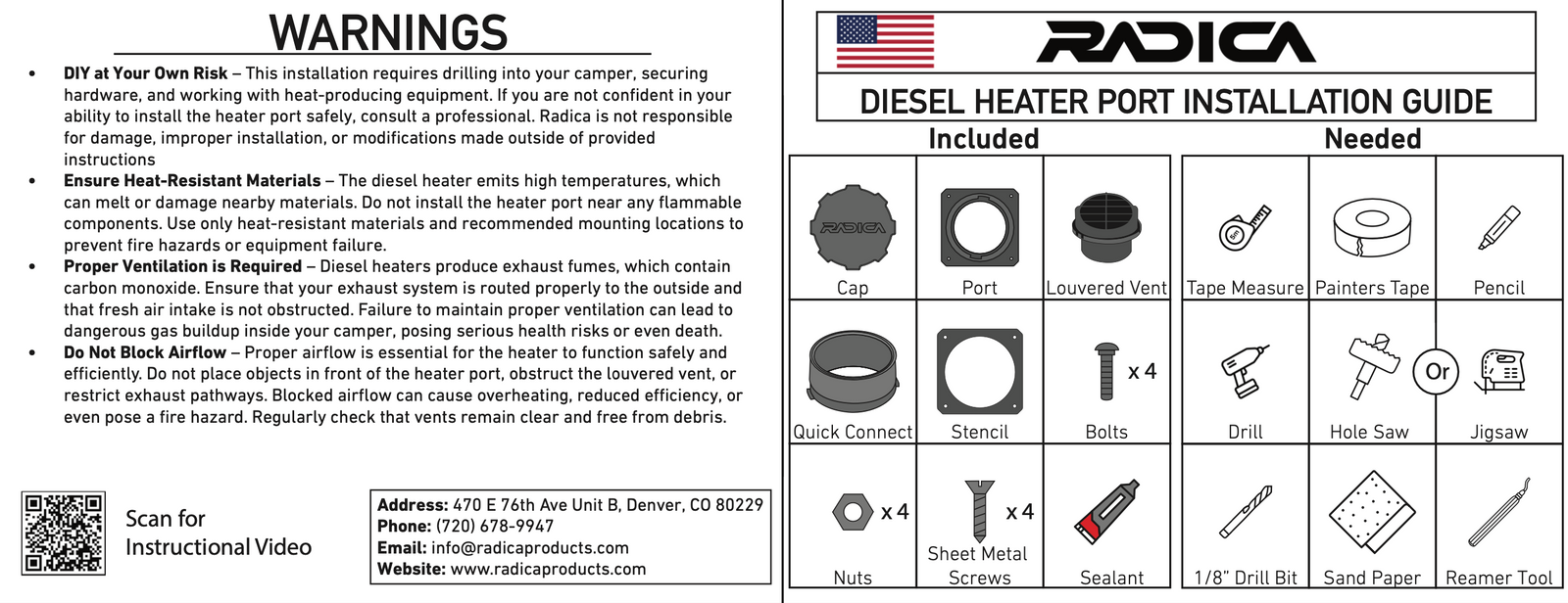 RADICA Diesel Heater Port - Kit